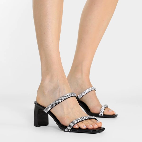 Tamanco Beira Rio Tiras Strass Feminino Preto - Compre Agora | Cabana ...