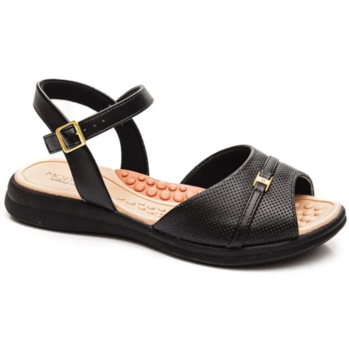 Sandália Modare Anabela Baixa Conforto Preto - Compre Agora | Cabana ...