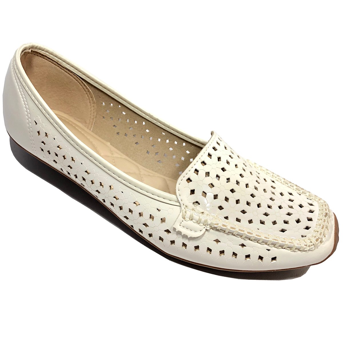 Mocassim Feminino Moleca Floral Branco - Compre Agora |Cabana Magazine