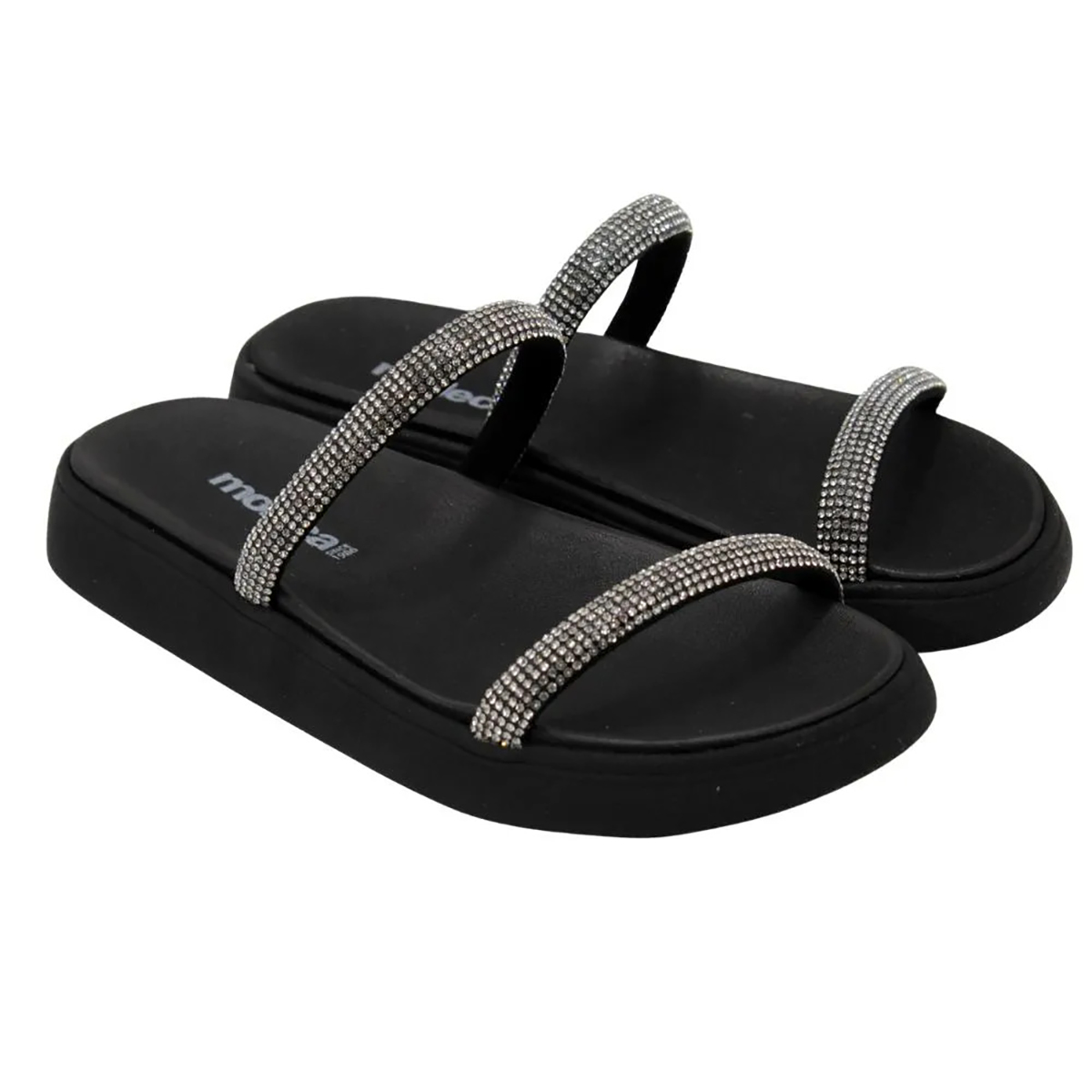 Rasteira Moleca Flatform Strass Feminina Preto - Compre Agora | Cabana ...