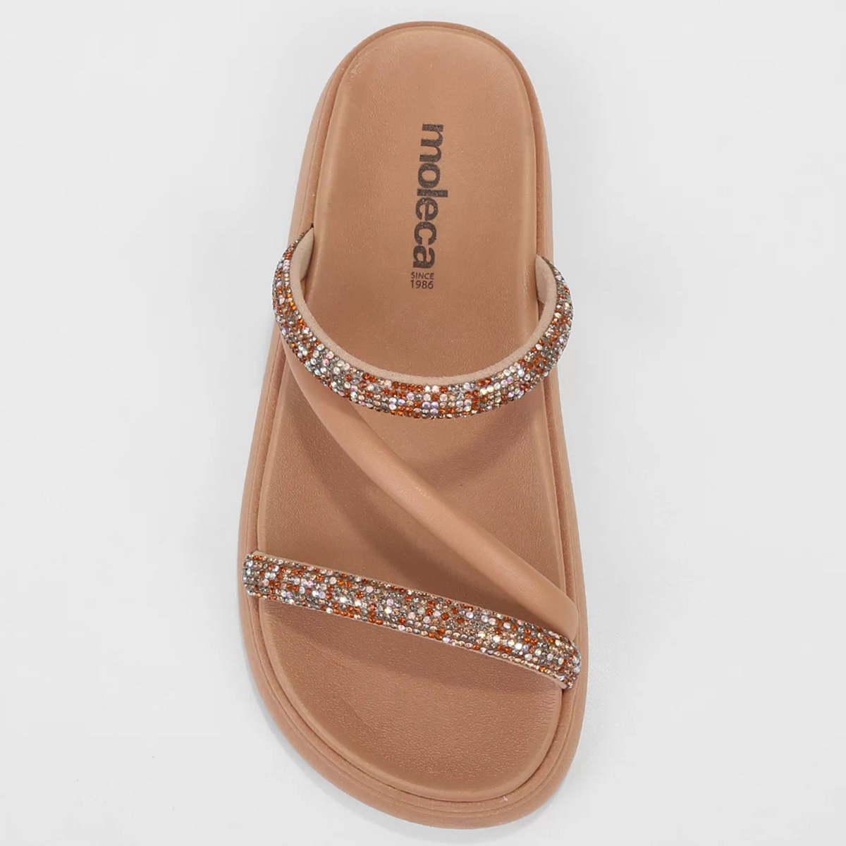 Rasteira Moleca Flatform Strass Tiras Feminina Caramelo - Compre Agora ...