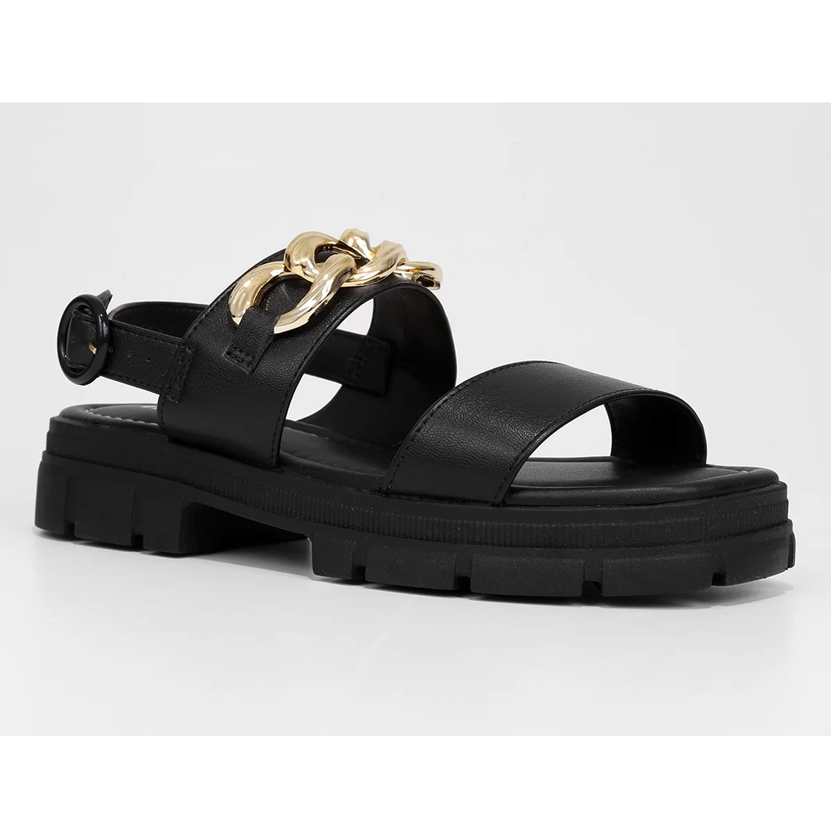Sandália Moleca Flatform Corrente Feminina Preto - Compre Agora ...