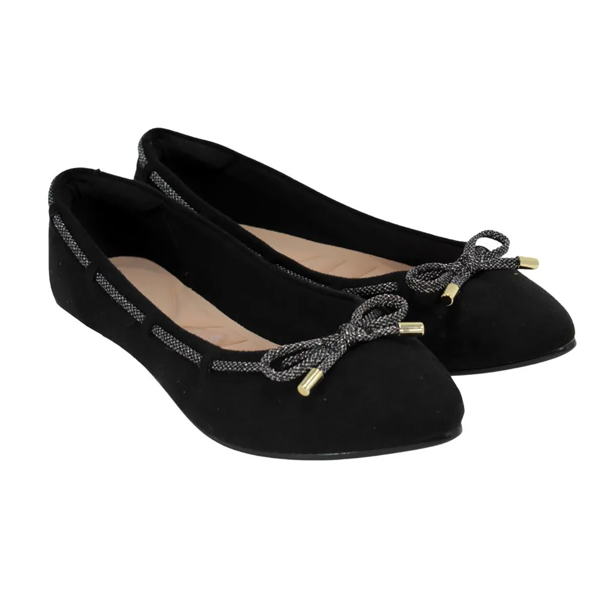 Sapatilha Moleca Bico Fino Laço Camurça Preto - Compre Agora | Cabana ...