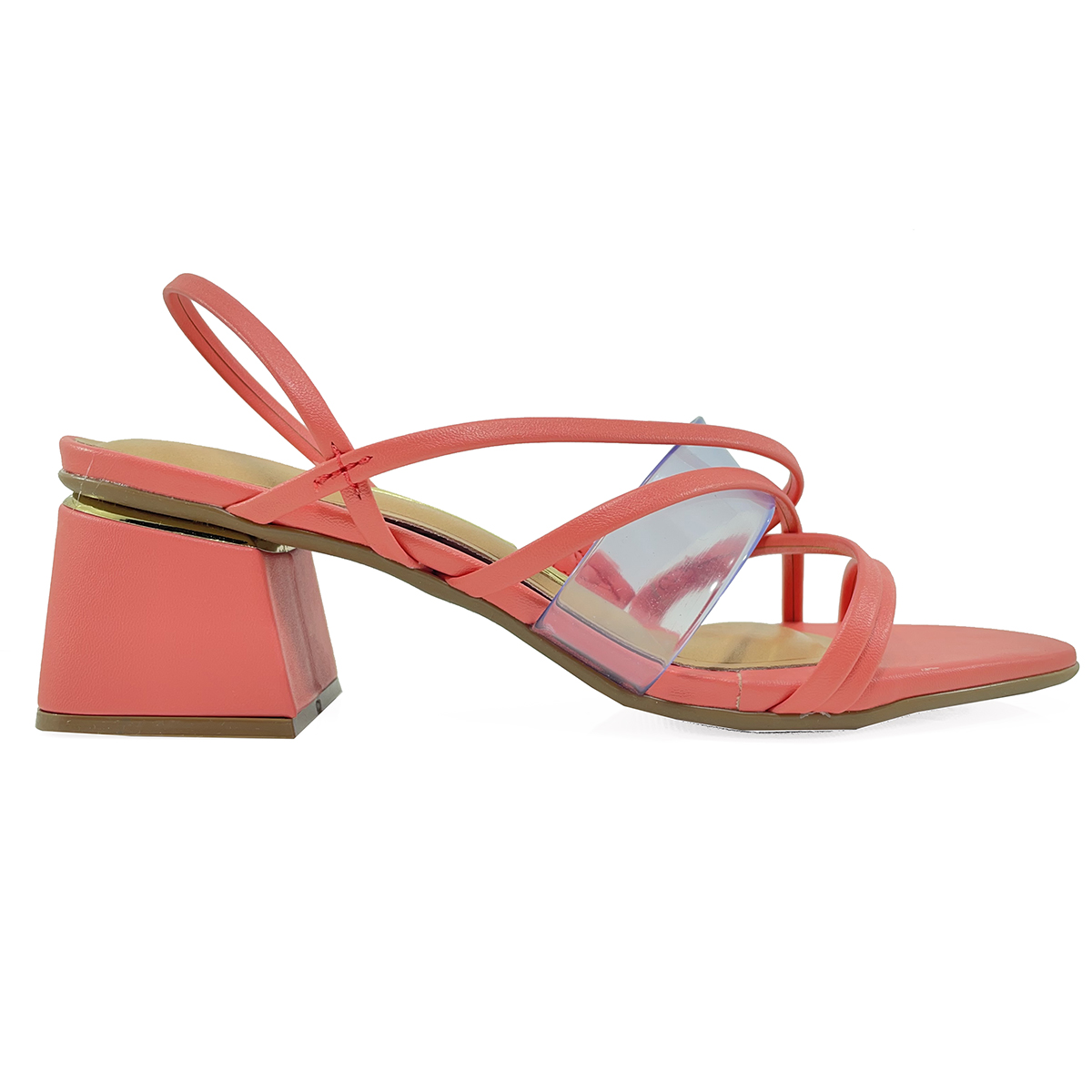 Sandália Vizzano Salto Bloco Tira Transparente Feminina Rosa - Compre ...