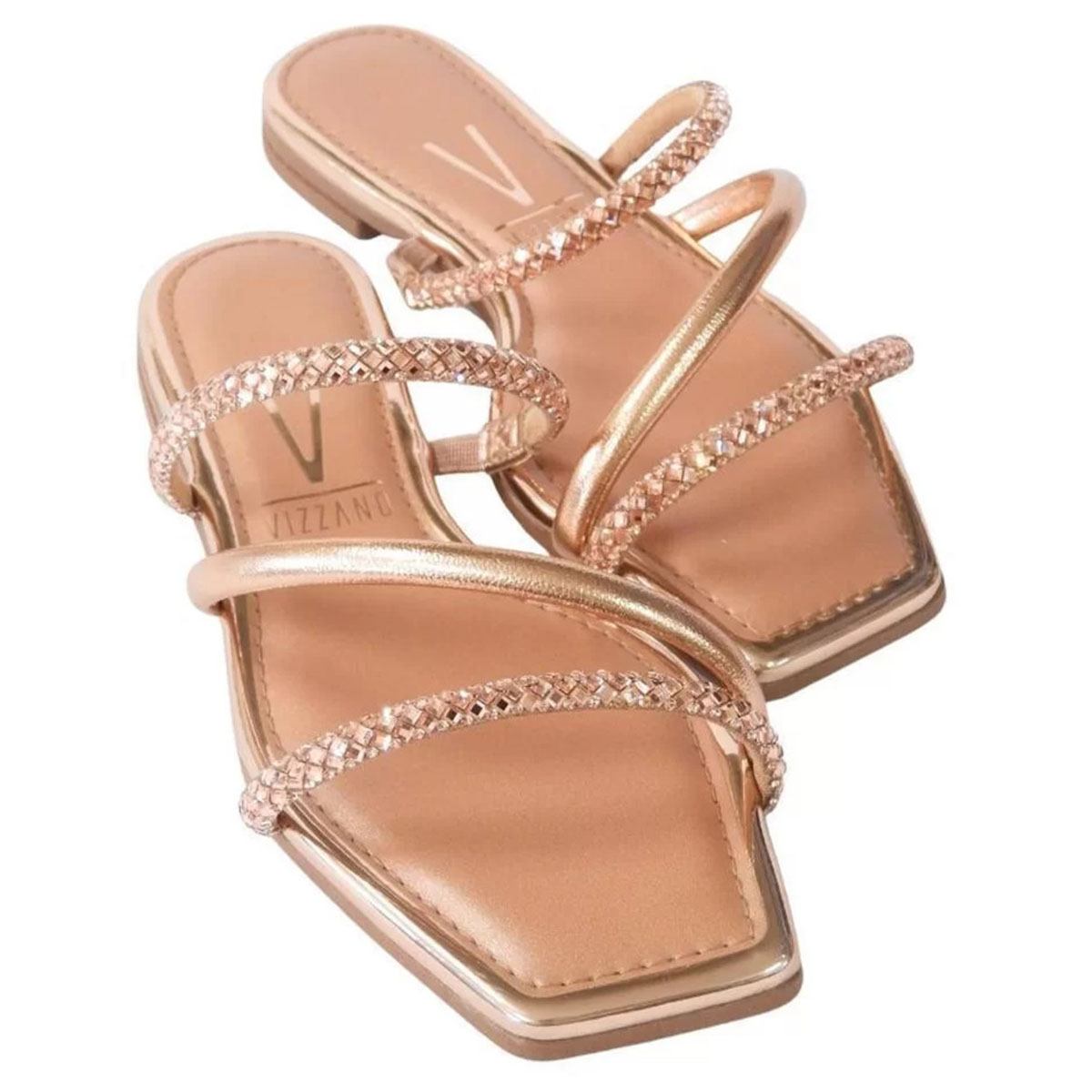 Rasteira Vizzano Strass Metalizada Feminina Rosê - Compre Agora ...