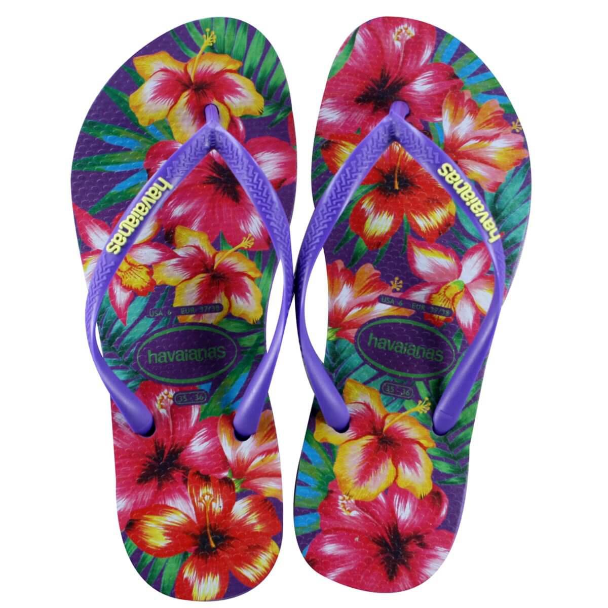 Sandália Havaianas Slim Hibisco Feminina Roxo - Compre Agora | Cabana ...
