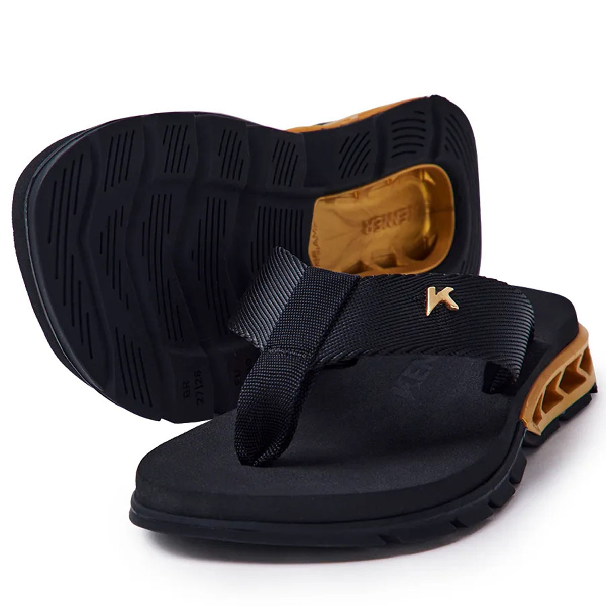 Chinelo Infantil Kenner Rakka Kids Preto e Dourado - Compre Agora ...